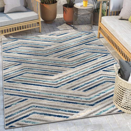 Blue Rectangle Outdoor Rugs You'll Love | Wayfair