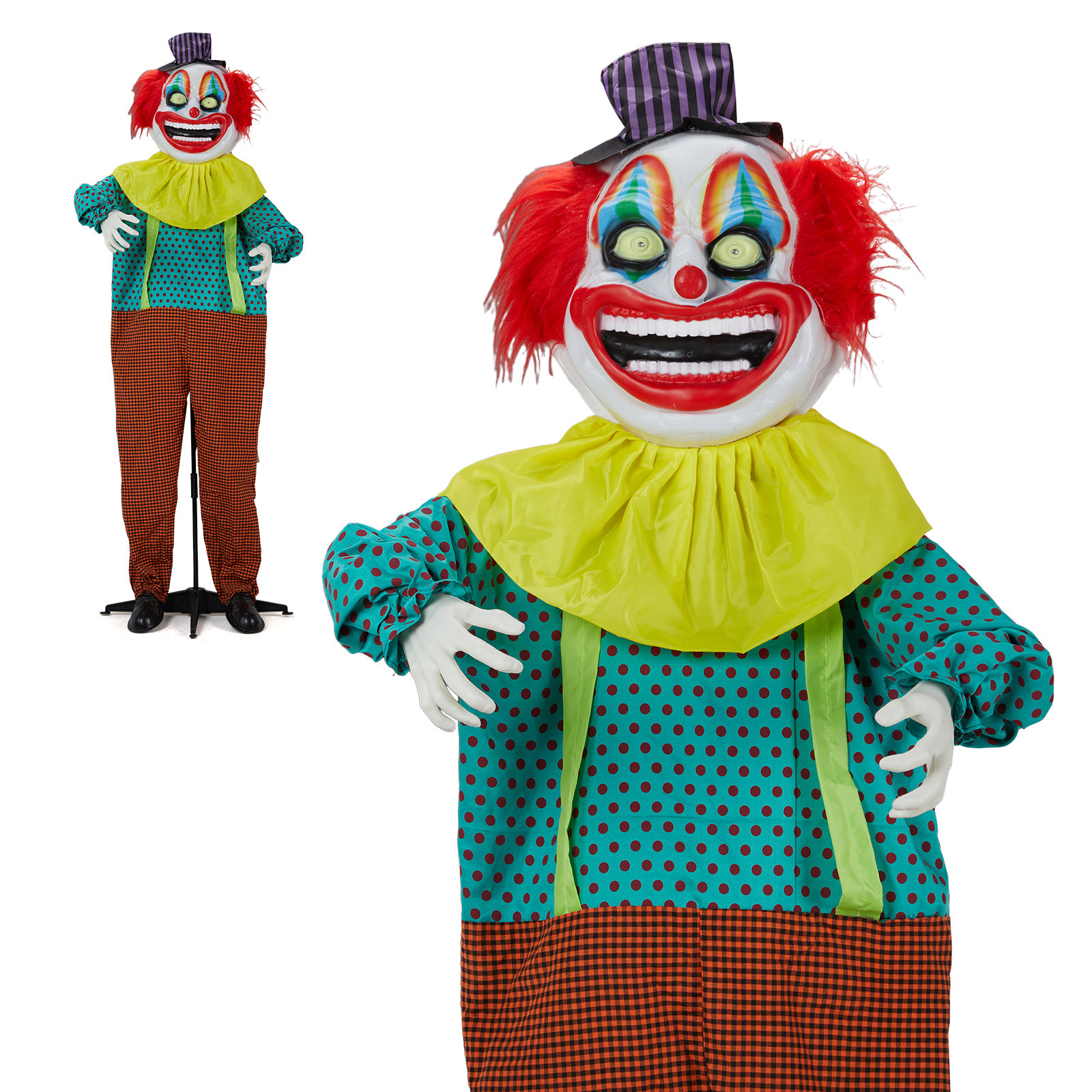 Alcott Hill® 6FT Animatronic Standing Clown Halloween Animated ...