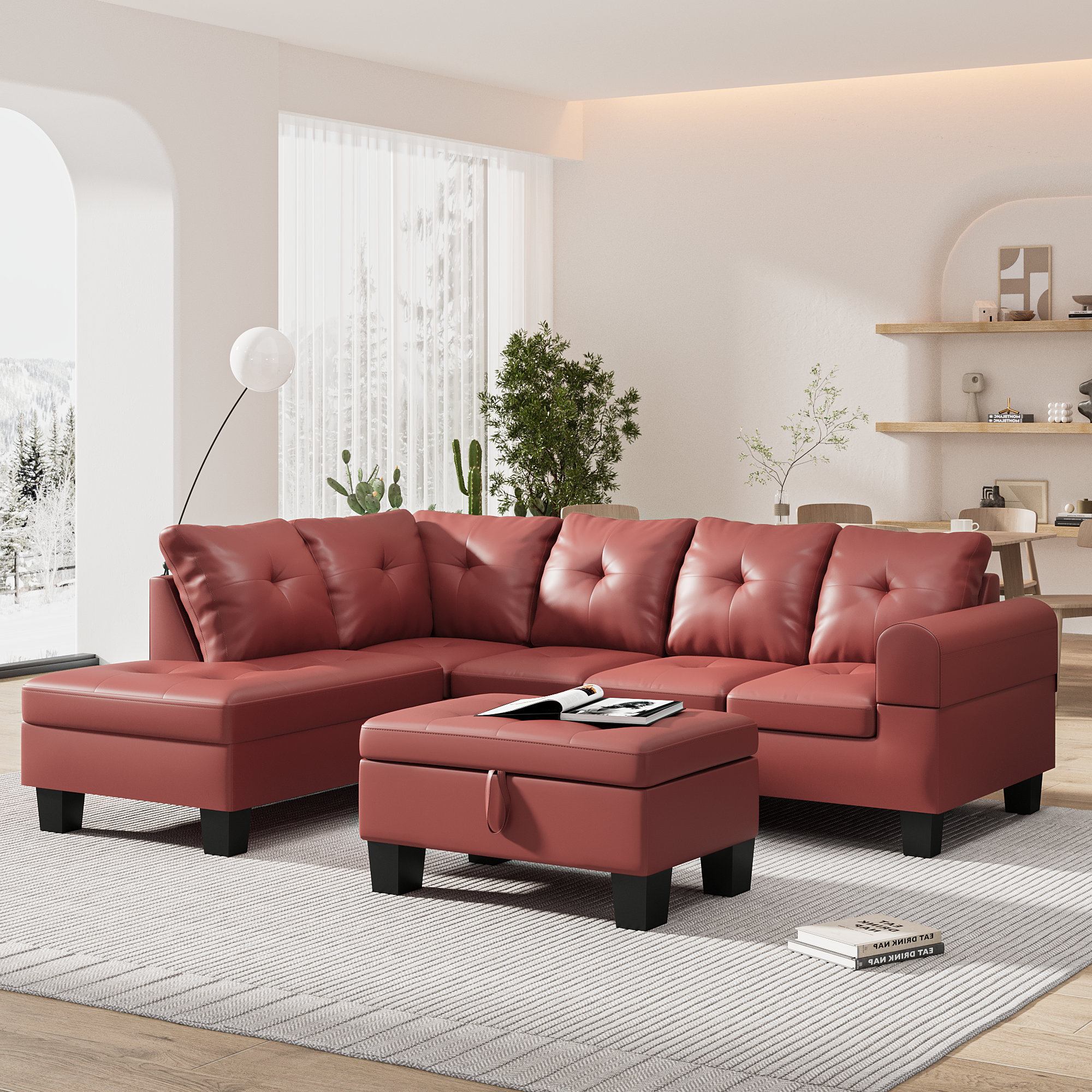 red corner sofas