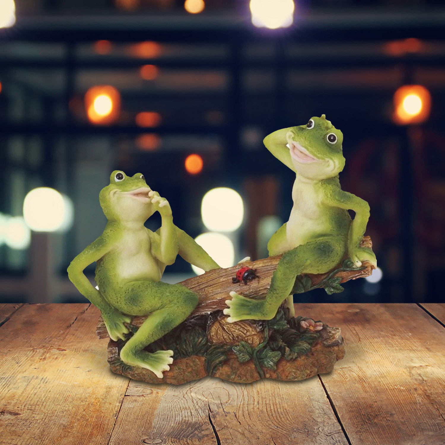 Trinx 7"H Frog Couple on Seesaw Funny Animal Figurine Unique Gifts ...