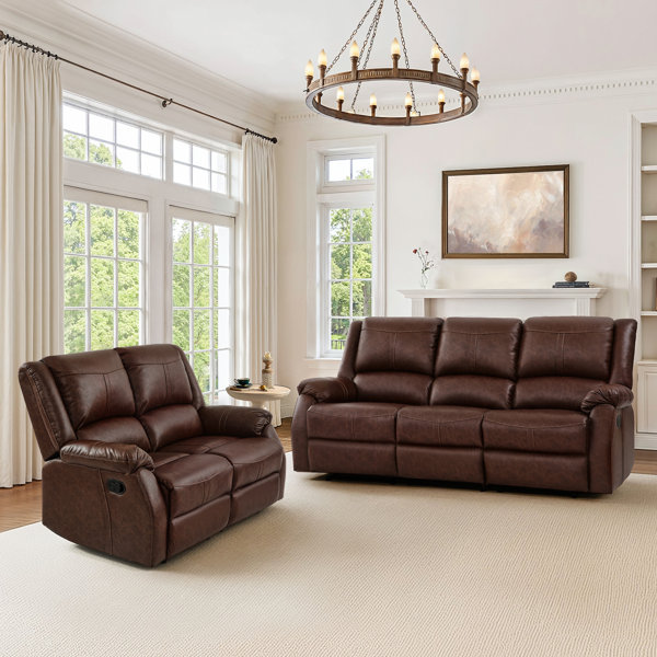 Ebern Designs Raab Jackson 2-Piece Leather Upholstered Manual Reclining ...
