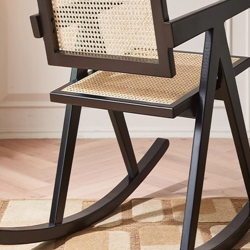 SUPROT Rattan And Solid Wood Rocking Chair Rocking Chair | Wayfair