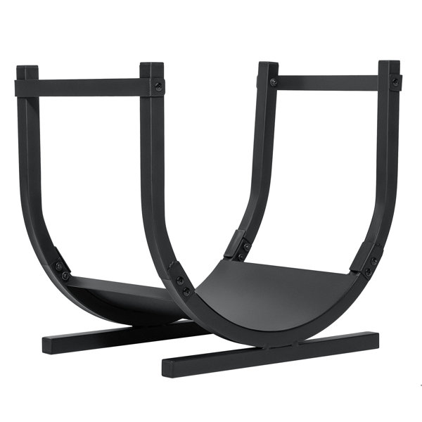 Winston Porter Mihal 19''W Stylish U-shaped Log Rack Black Steel Log ...