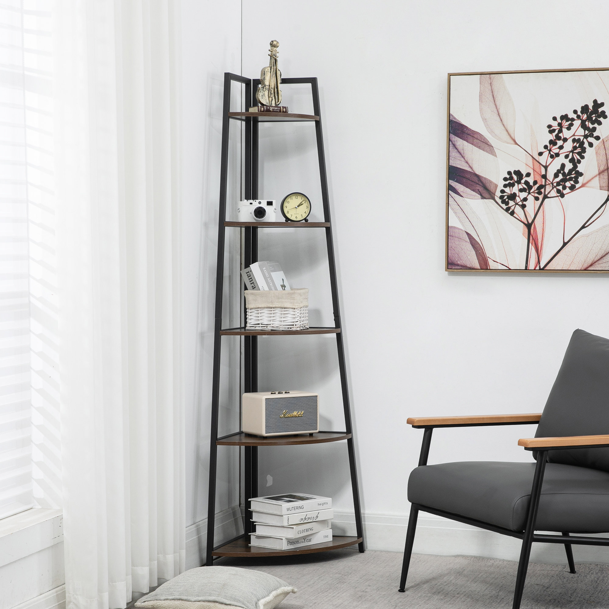 17 Stories Corner Shelf,5 Tier Corner Bookshelf | Wayfair