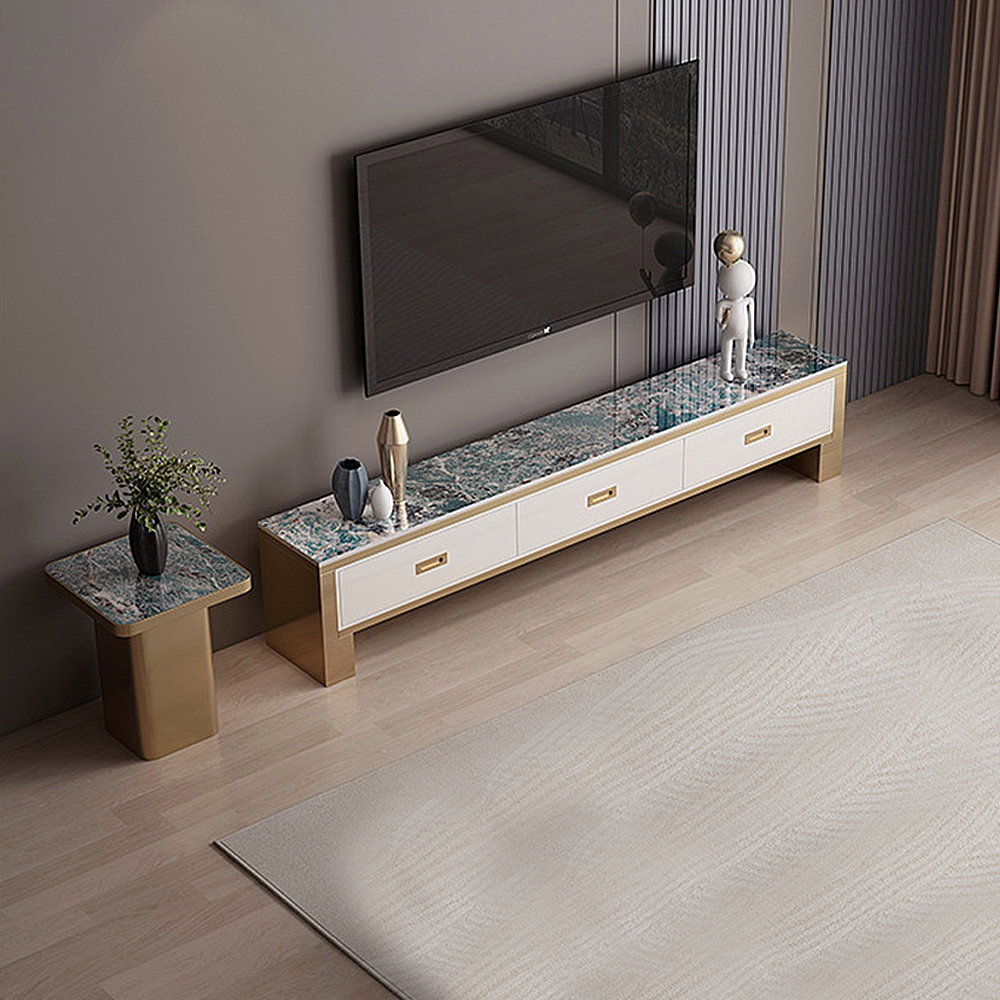 Bkoksety Light luxury stainless steel rock plate TV stand - Wayfair Canada