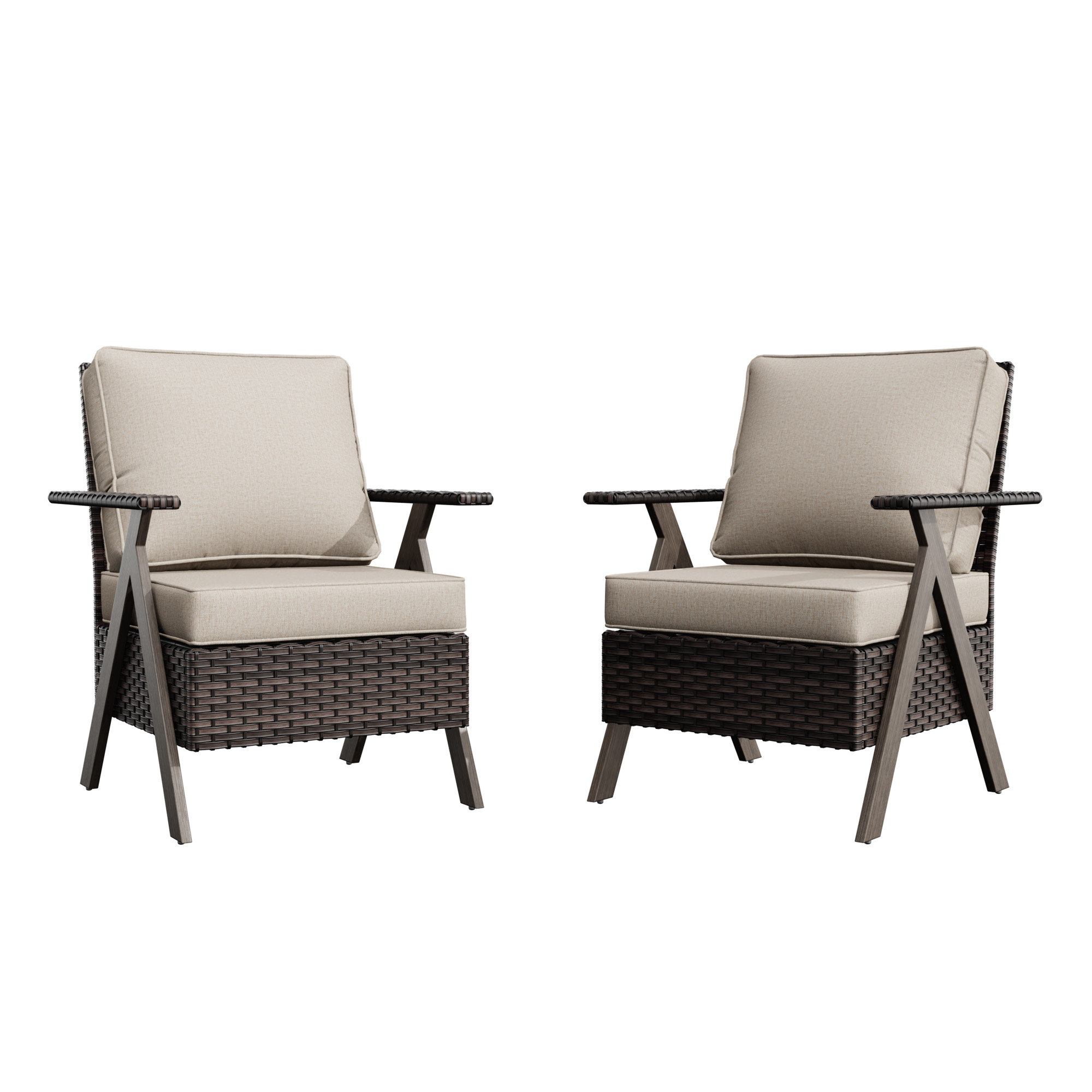 George Oliver R-Shaped Rattan Armrest Chairs | Wayfair