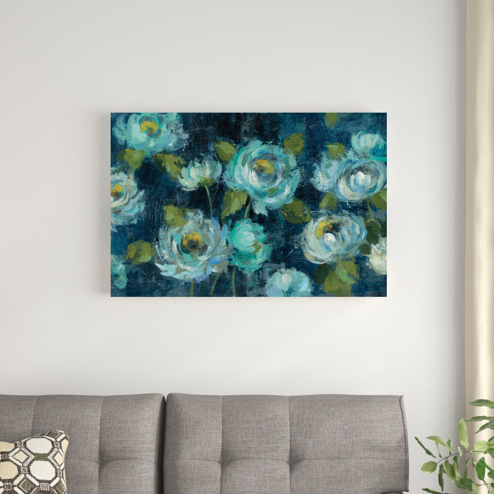 Winston Porter Indigo Mums by Silvia Vassileva - Wrapped Canvas ...