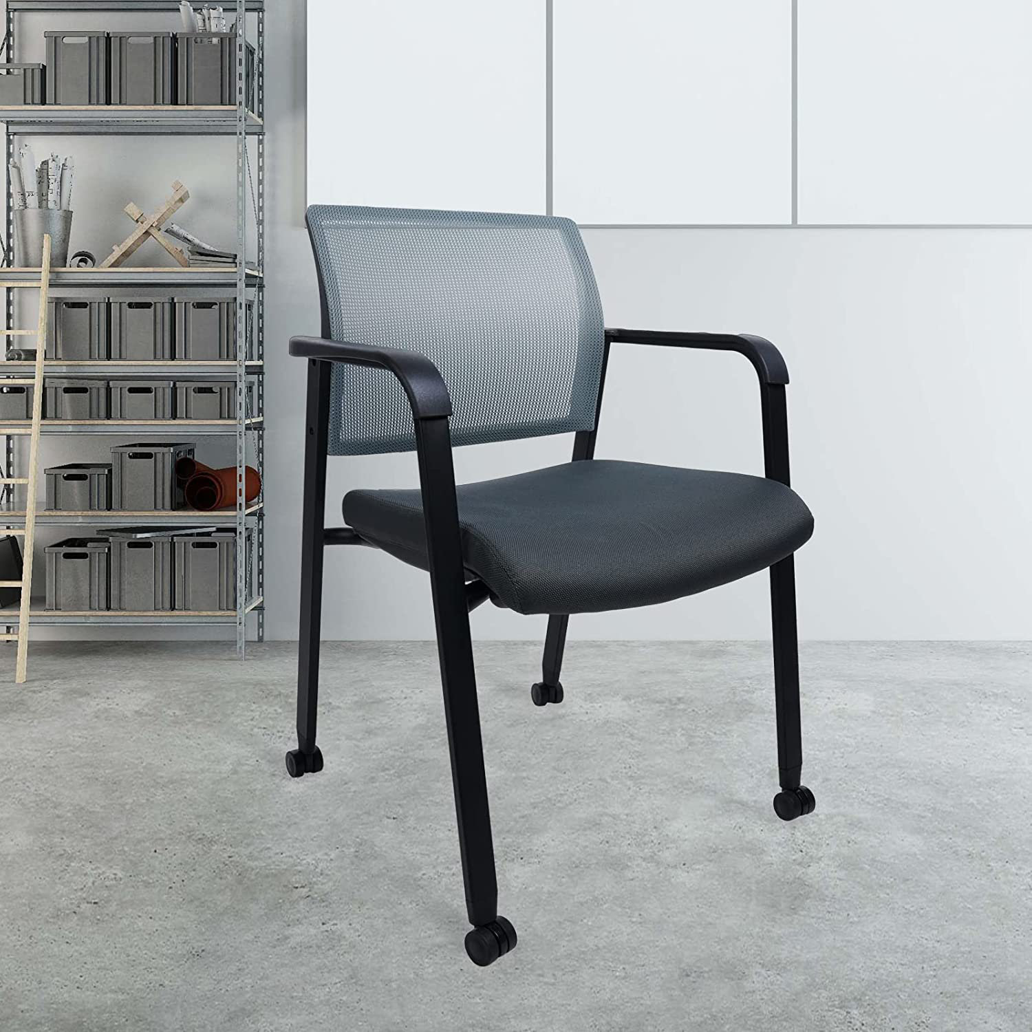 Inbox Zero 23.6" W Stackable Mesh Seat Waiting Room Chair with Metal ...