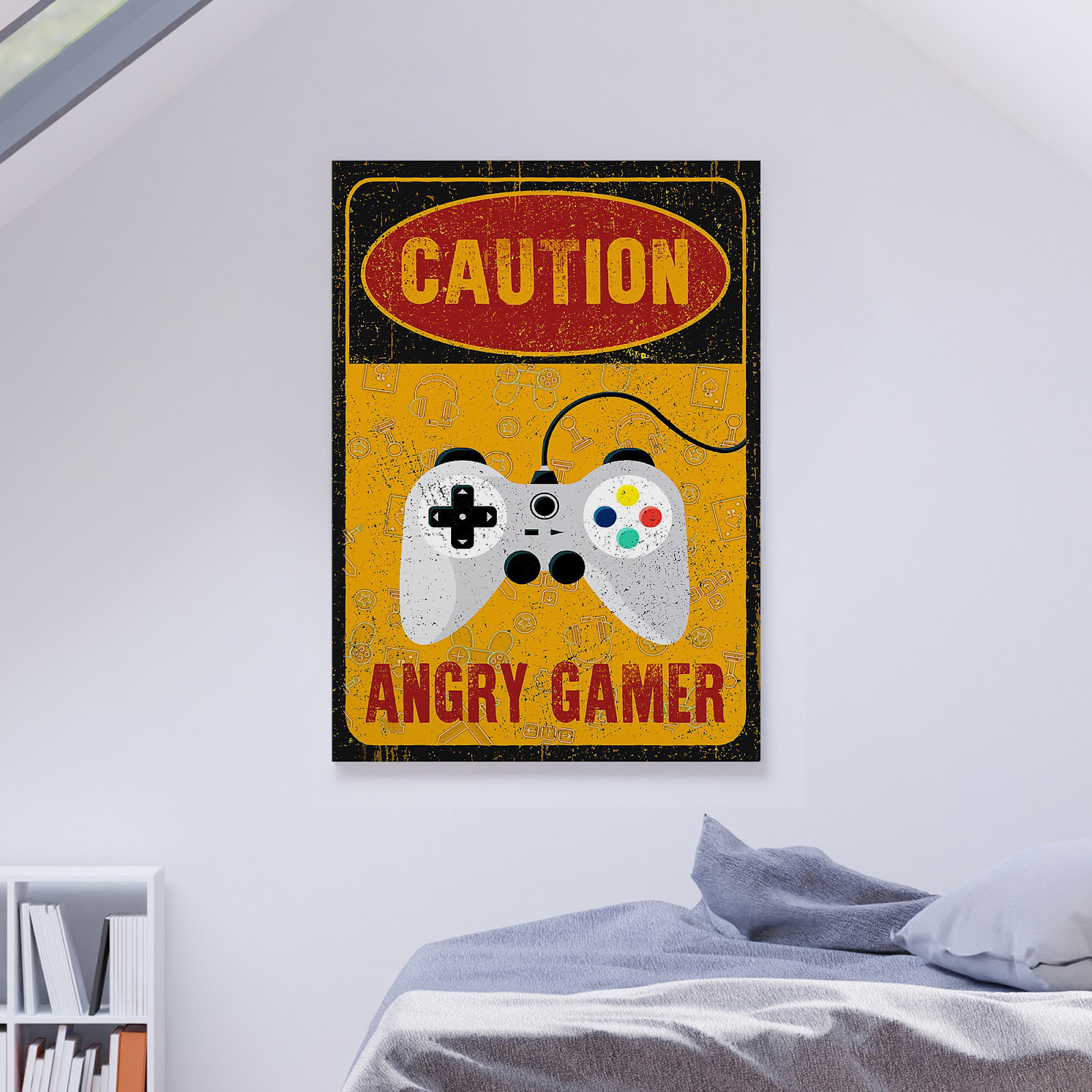 Trinx Game Machine On Yellow Background - Caution Angry Gamer - 1 Piece ...