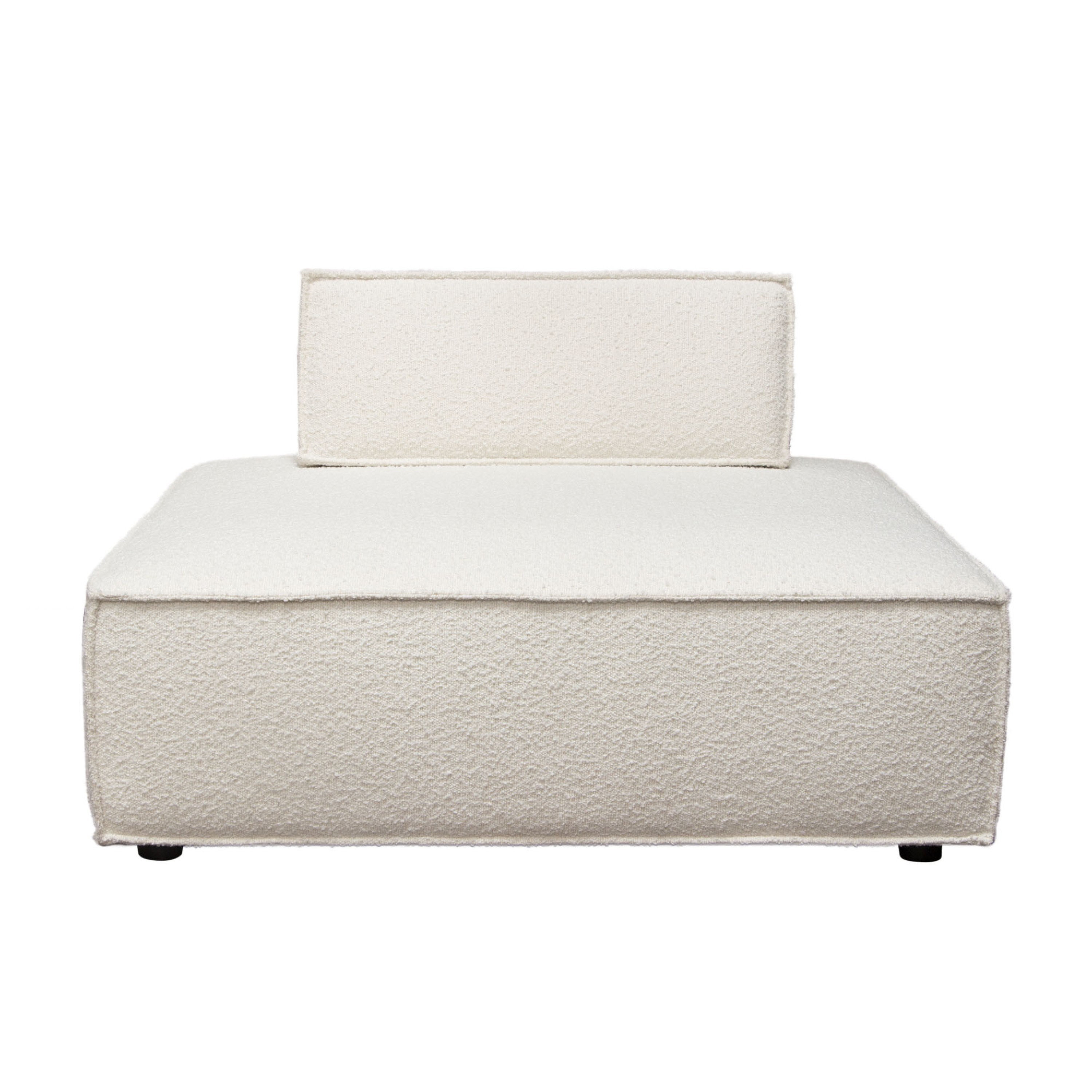 Benjara Gada Square Lounger Chair, Welt Trim Ivory Boucle, 45 Inch ...