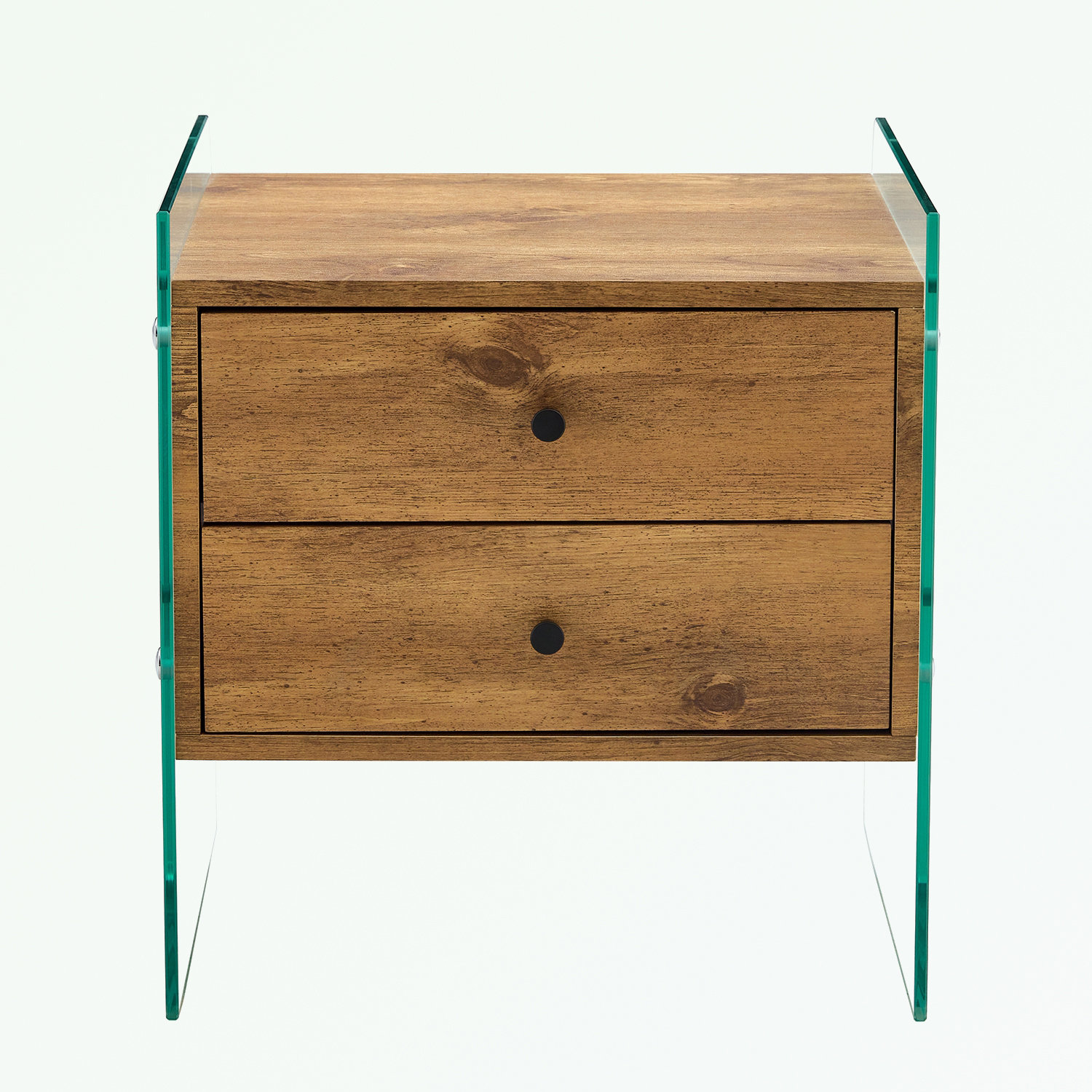 George Oliver End Table with 2 drawers and galss sled legs | Wayfair