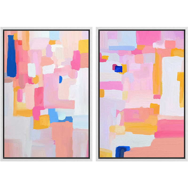 SIGNLEADER Colorful Brushstrokes Bright Pink Abstract Shapes Preppy ...