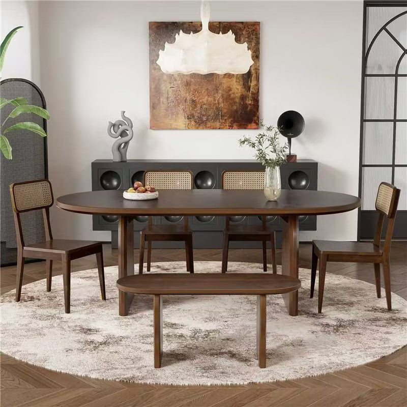 George Oliver 6-Piece Oval Dining Set with Bench, Modern Kitchen Table ...