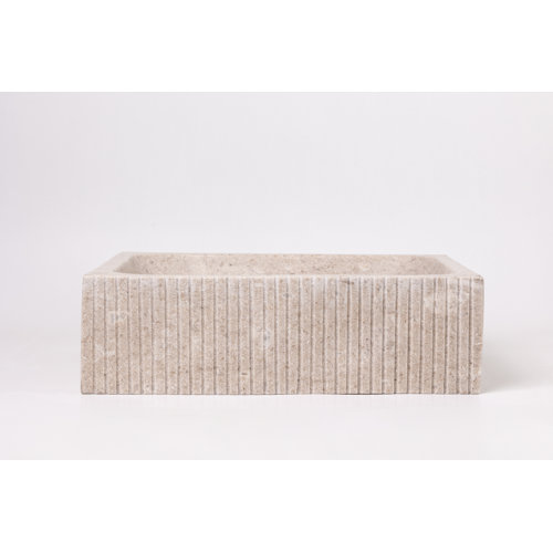 Laguna Marble Natural Stone Vessel Bathroom Sink Rectangular Fluted ...