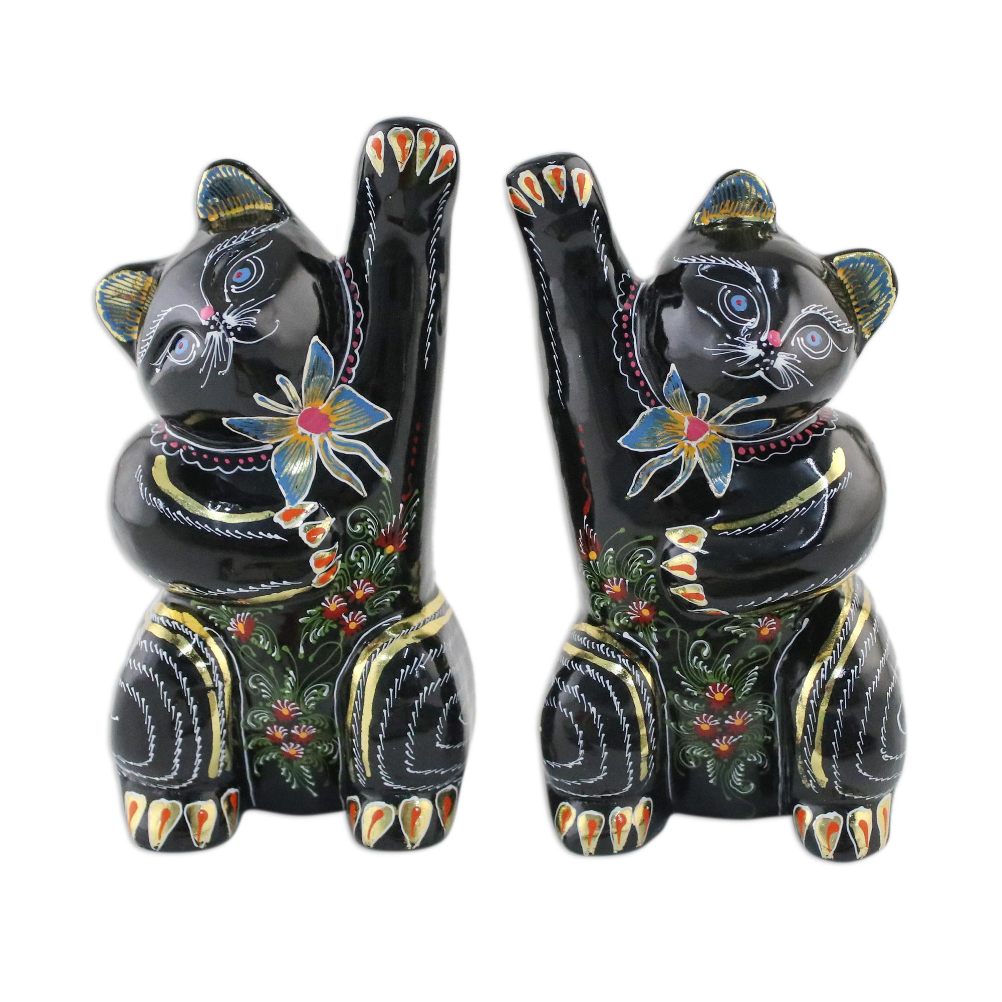 Novica Waving Cats 2 Piece Figurine Set | Perigold