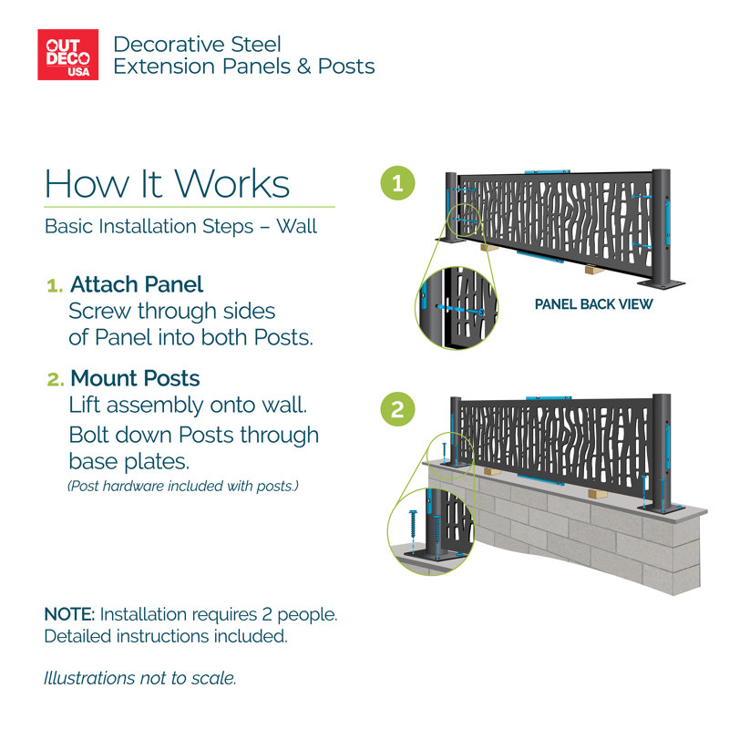 OUTDECO 16"x72" Outback Galvanized Steel Wall and Fence Extension ...