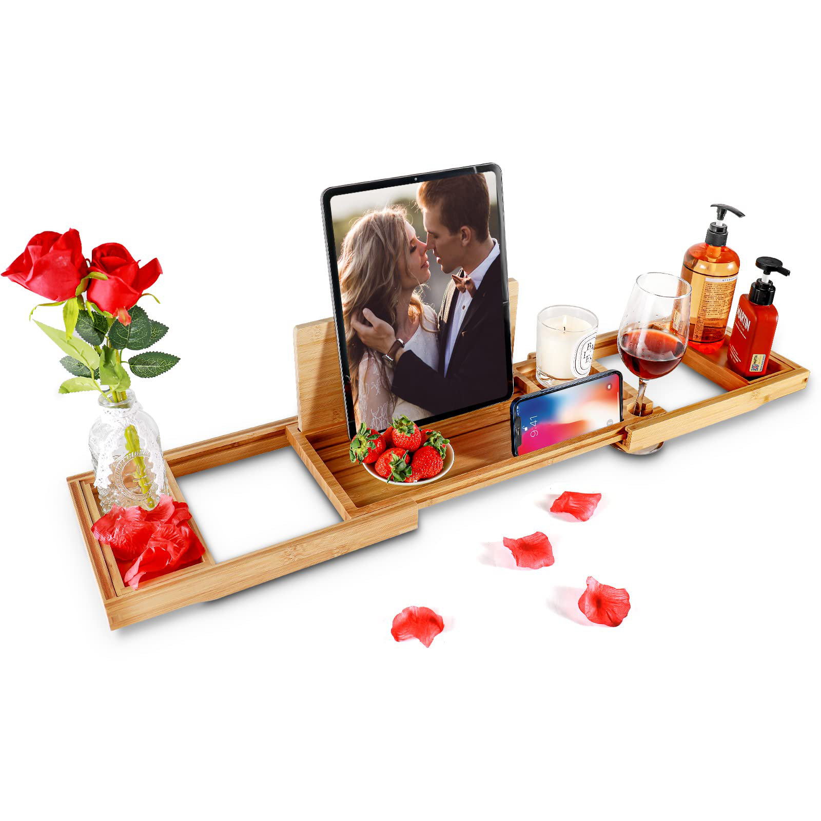 Rebrilliant Premium Bathtub Tray, Bamboo Bath Tray For Tub With ...