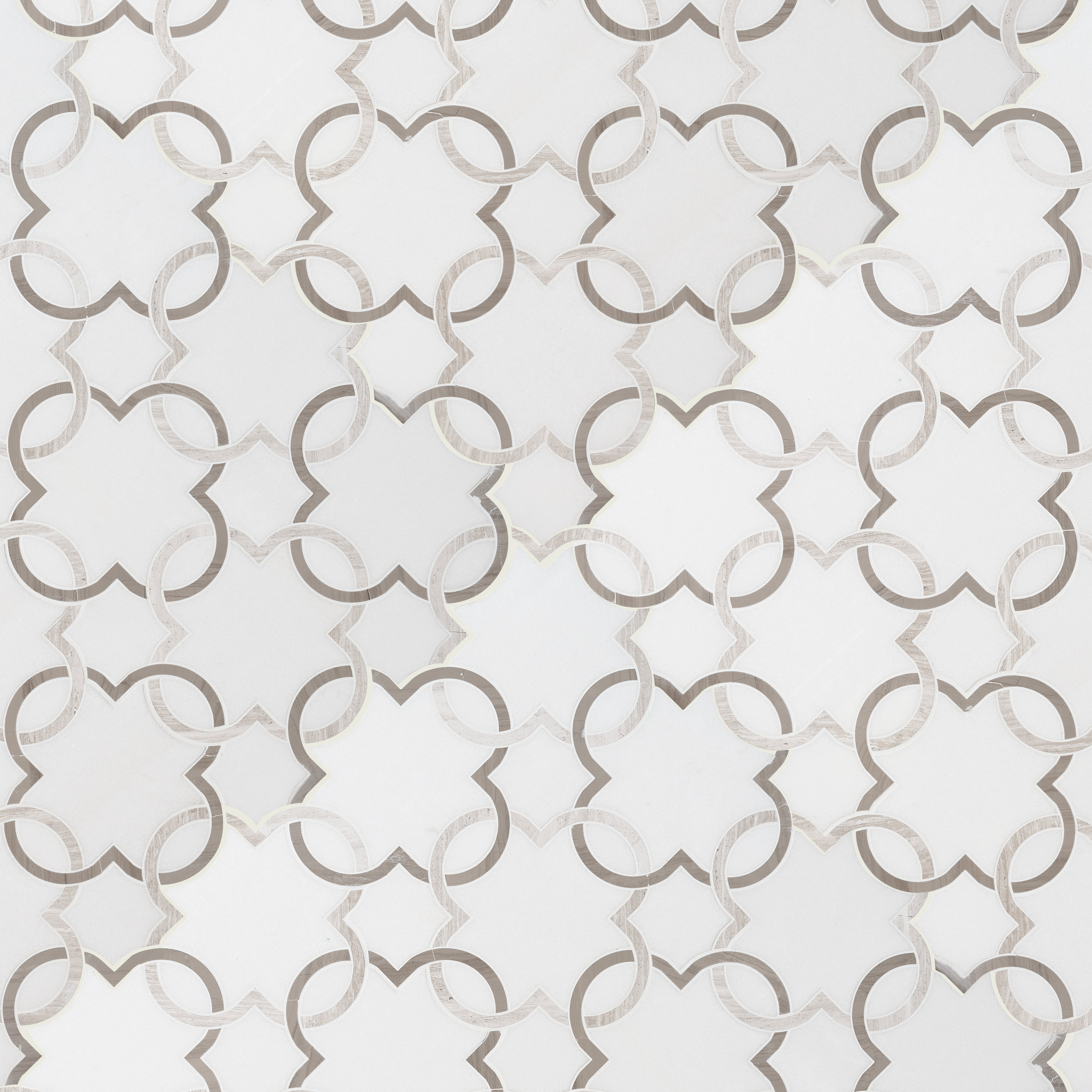 Ackland Carrara White Rosetta 12 in. x 12 in. Polished Marble Mosaic ...