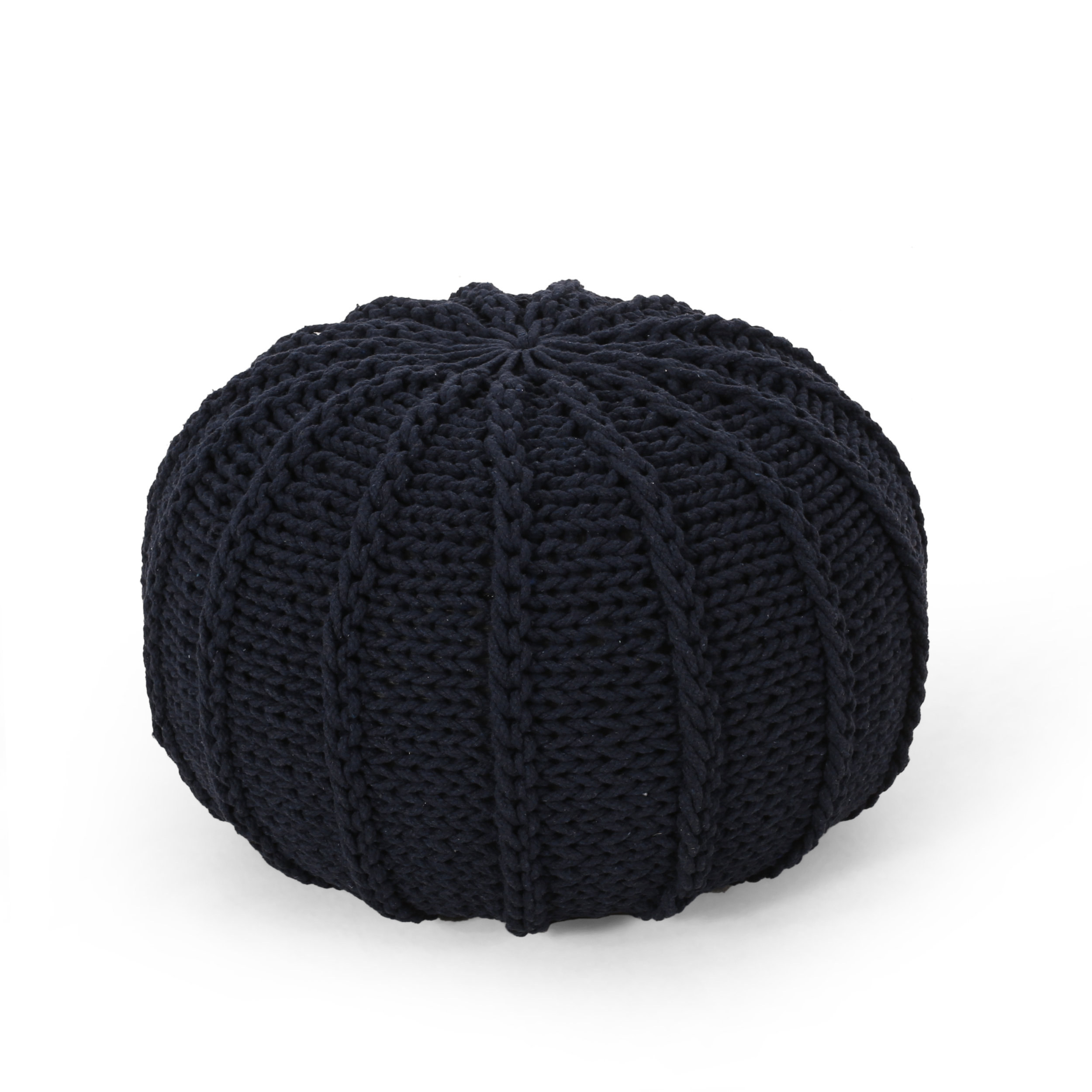 Klair Living Bordeaux Knitted Cotton Round Pouf | Wayfair