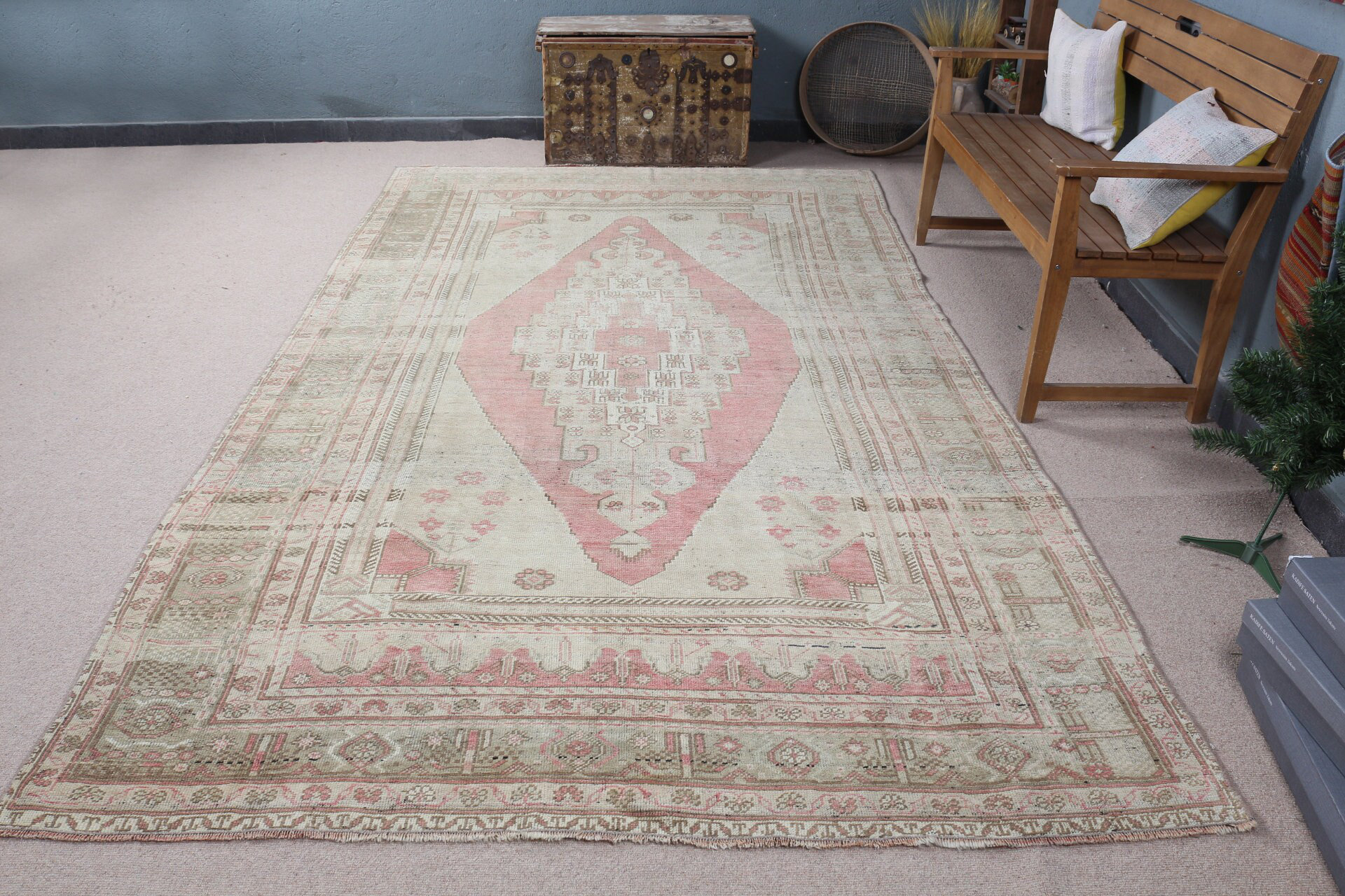 kayra export Handmade Wool Turkish Rug With Authentic Bohemian Design In Soft Pastel Tones For ...