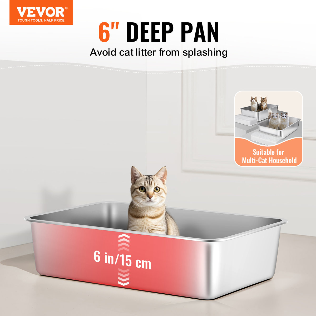 Wrought Studio™ 6 in Deep Cat Litter Box Odor-Free Litter Box with ...