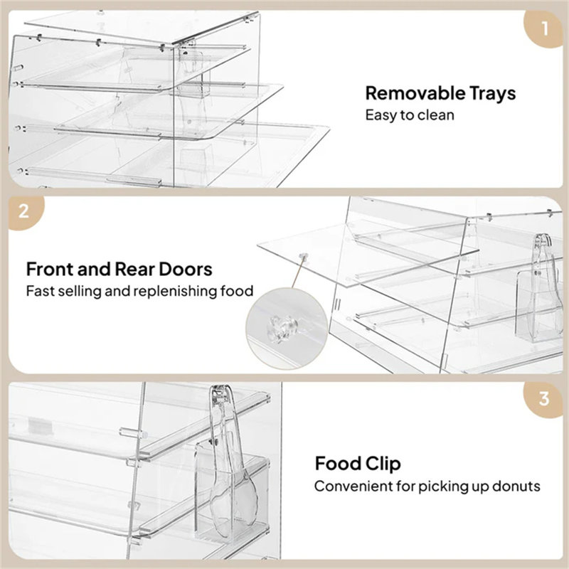 Winado 3 Tier Bakery Pastry Display Case Countertop | Wayfair