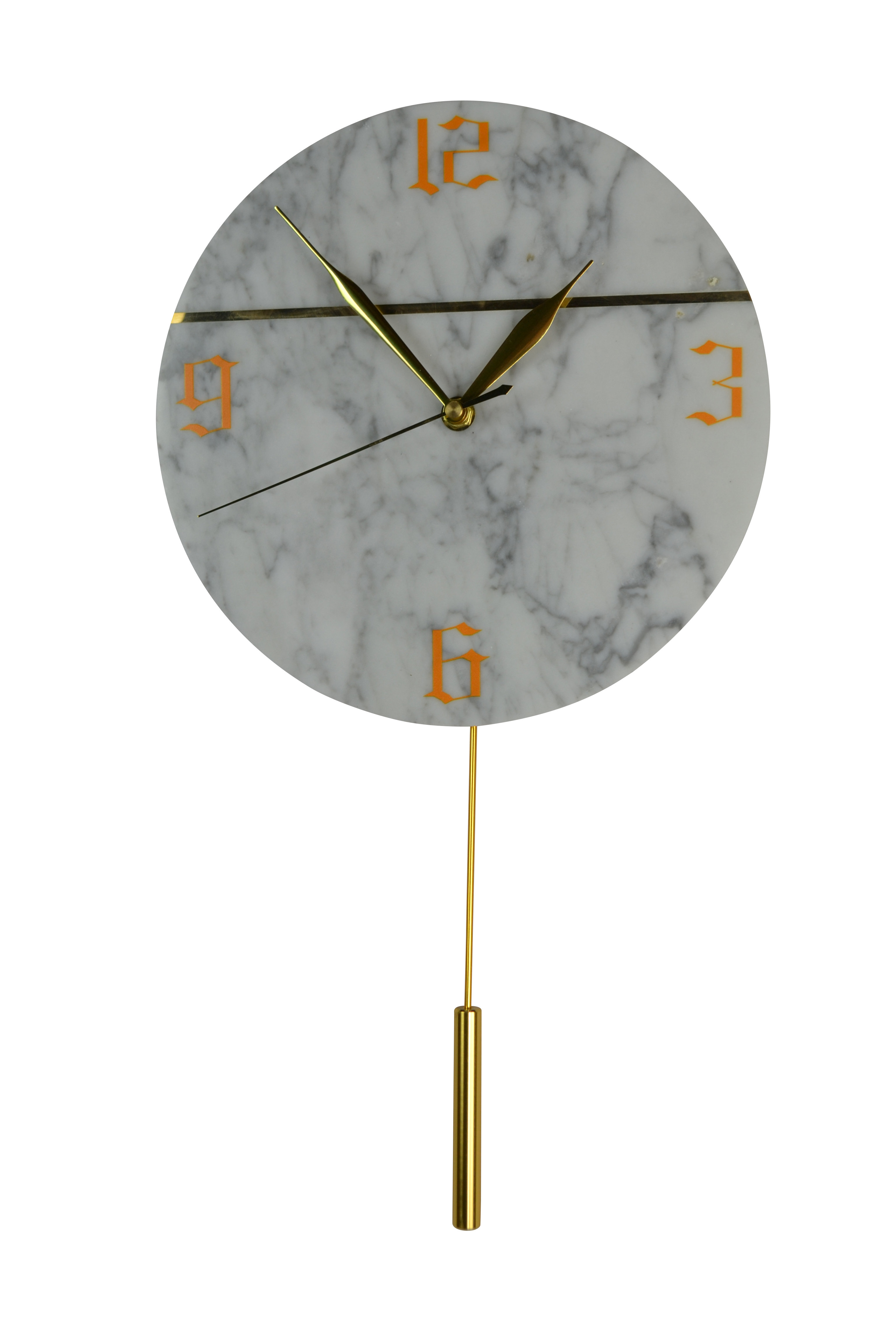 Three Star Im/Ex Inc. 18" Tall Wall Clock with Marble Face and Swinging ...
