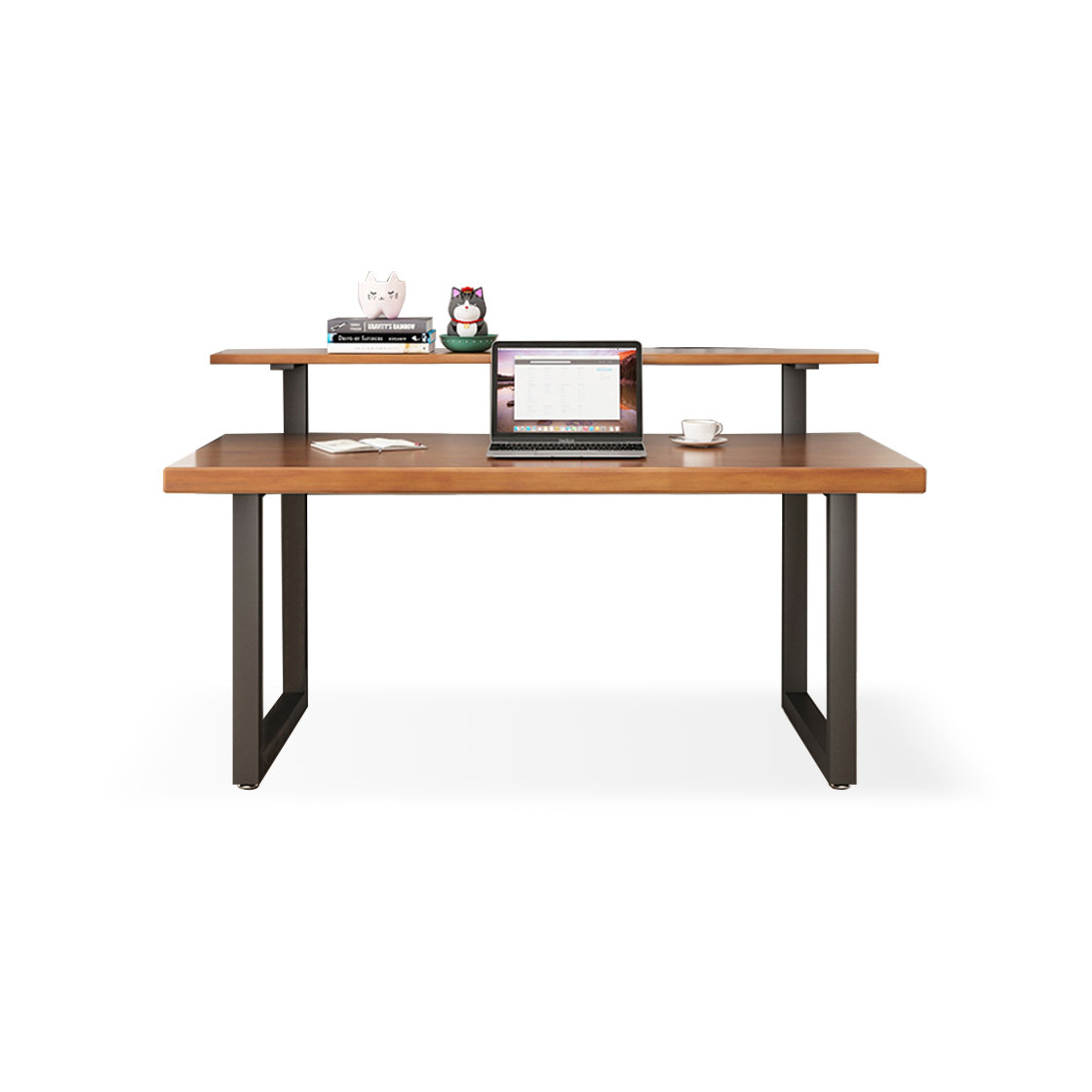 StyleCrafted Furniture Light walnut+Black Rectangular Solid Wood desks ...