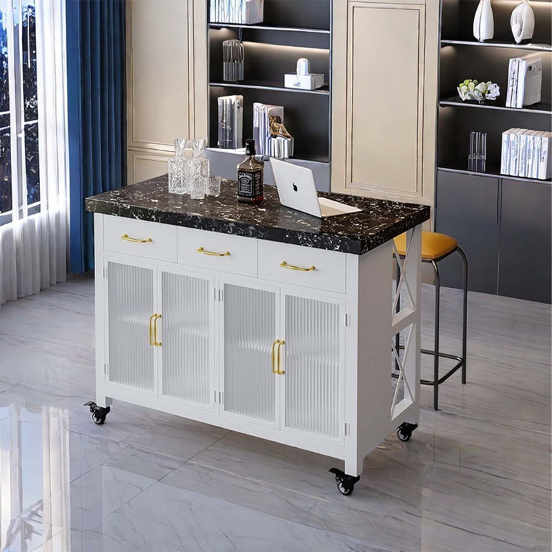 Hart Enjoy life Marble metal base removable kitchen island | Wayfair