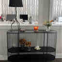 AllModern Sobro Black Metal Narrow Birdcage Style 2 Shelf Console Table ...