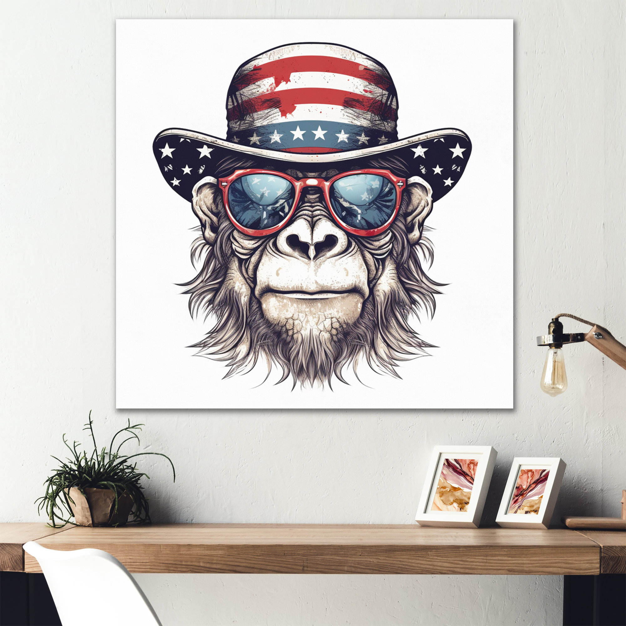 Trinx Keleni Red Blue Monkey With Sunglasses And Hat - Monkey Fashion ...