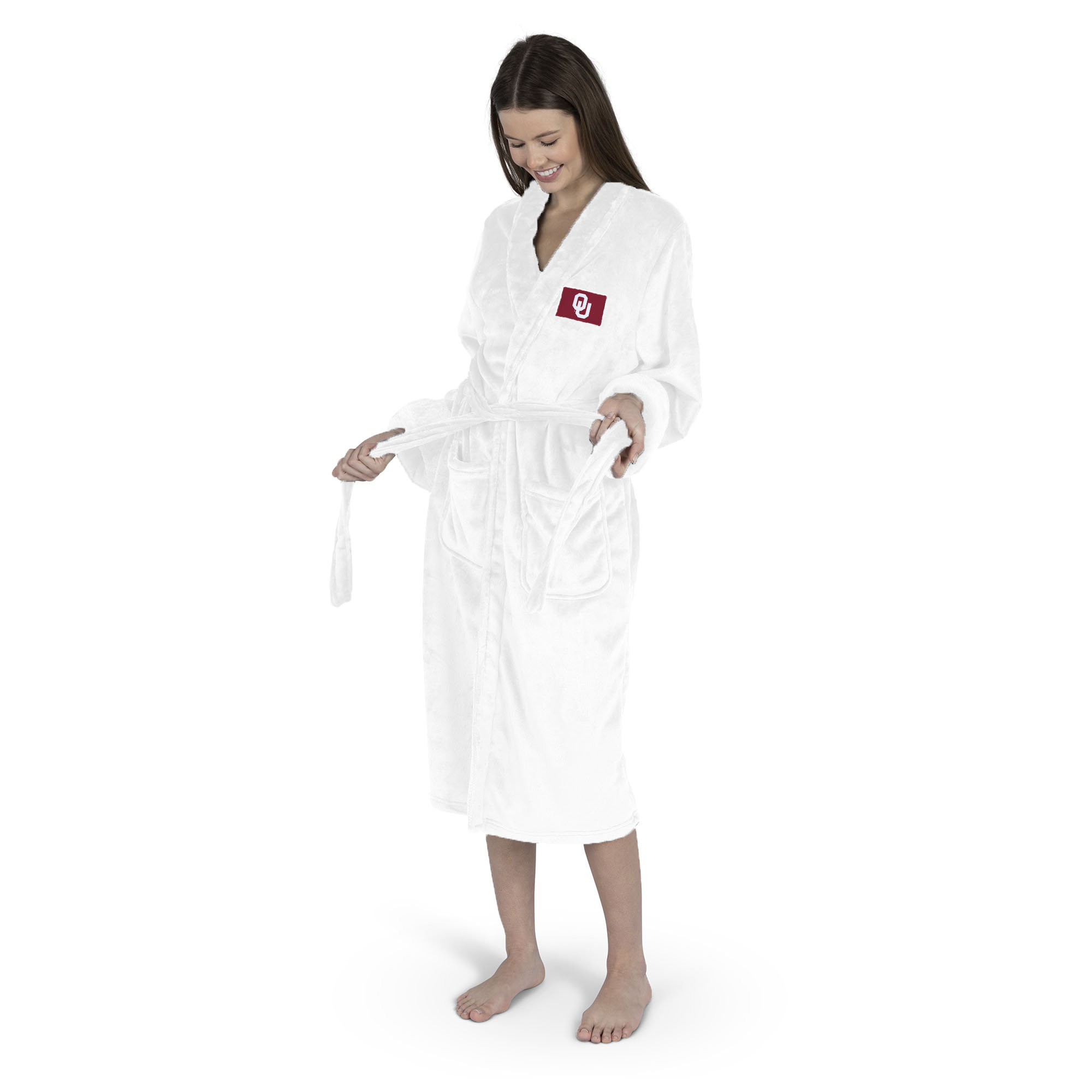 Hokku Designs NCAA Oklahoma Sooners White Out Silk Touch Robe, Sport ...