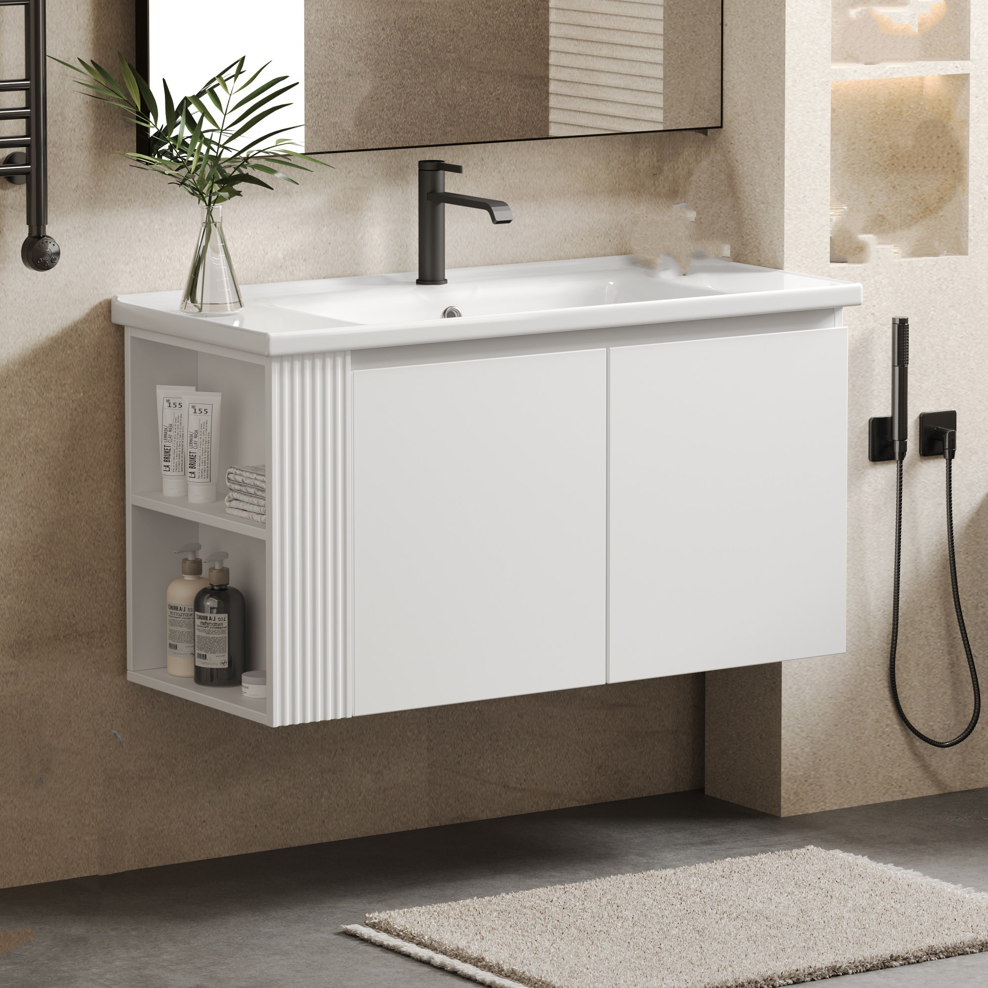 Hokku Designs 36-Inch Modern Versatile Wall Mount Bathroom Vanity With ...