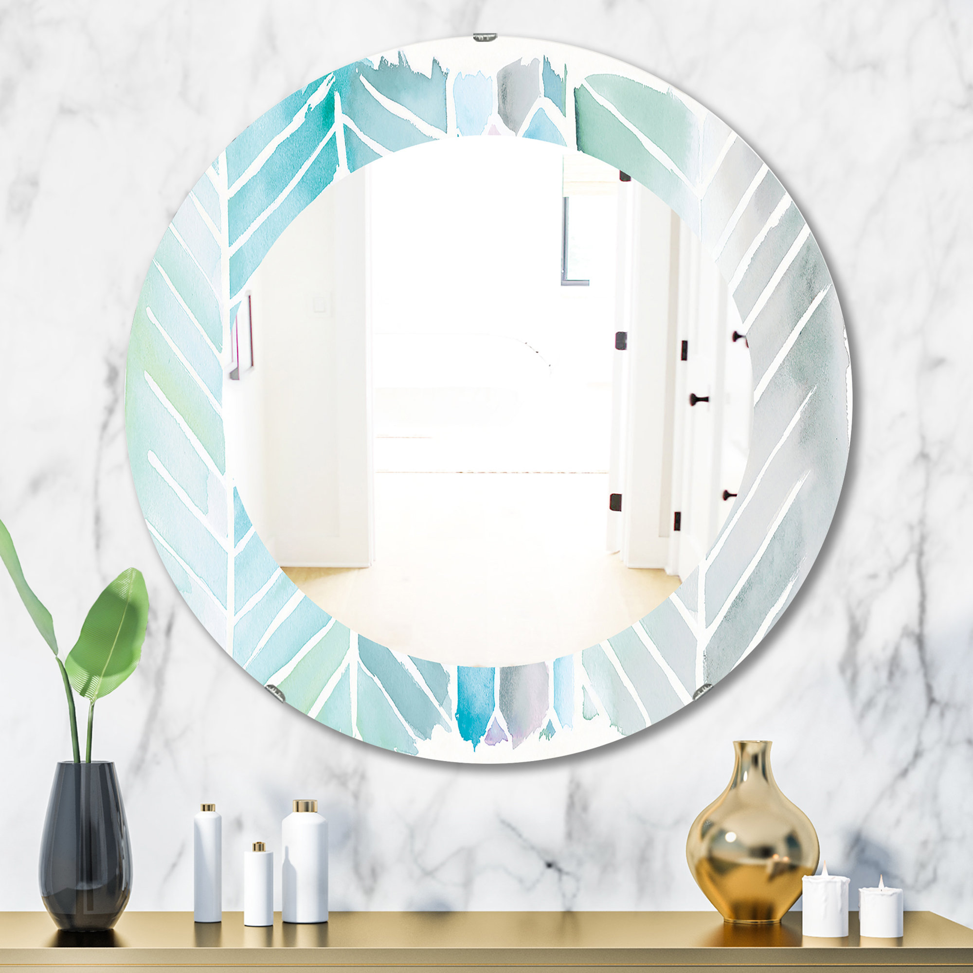 East Urban Home Watercolor Geometric Swatch Element IV Wall Mirror ...