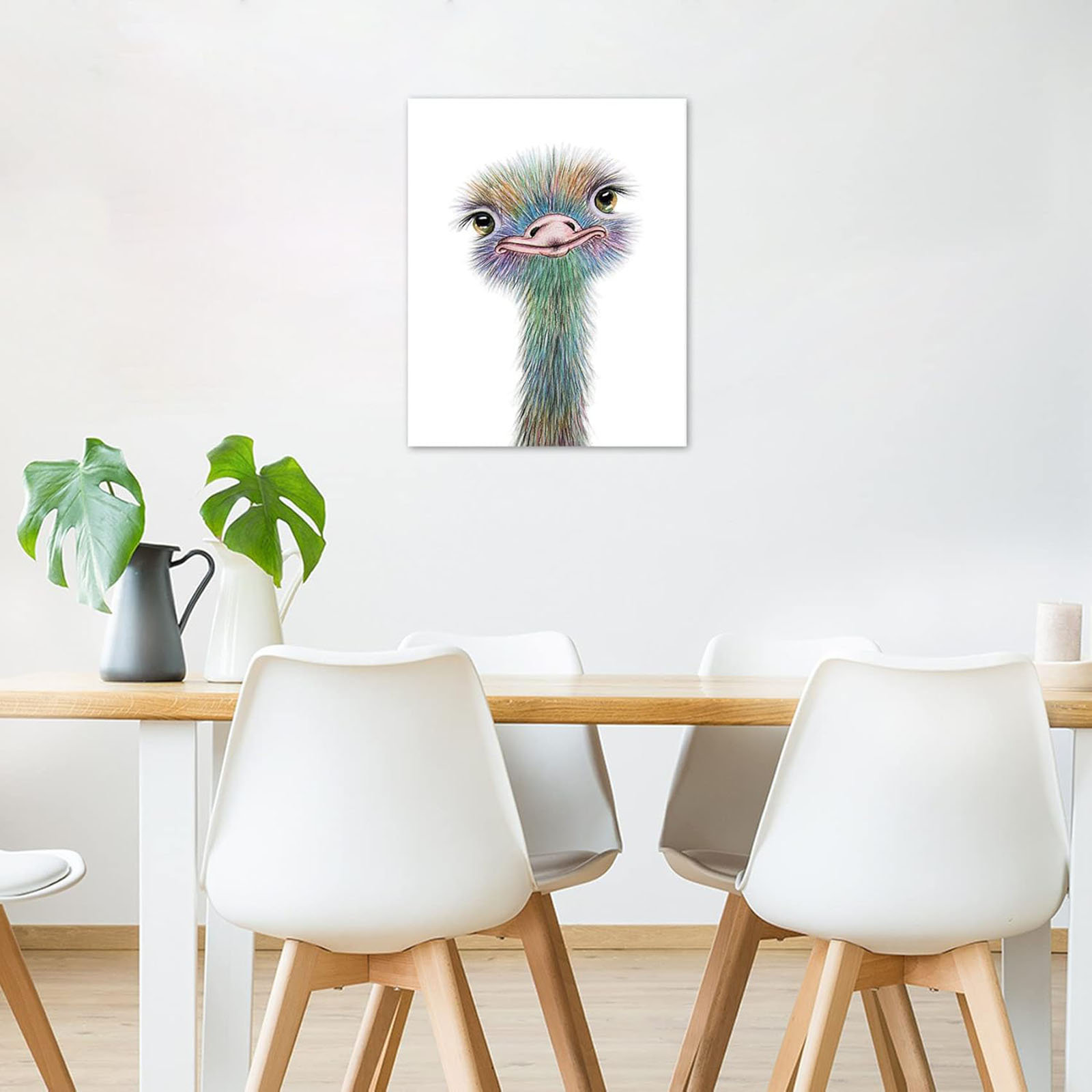 Winston Porter Ostrich Canvas Wall Art Watercolor Cute Animal Artwork ...
