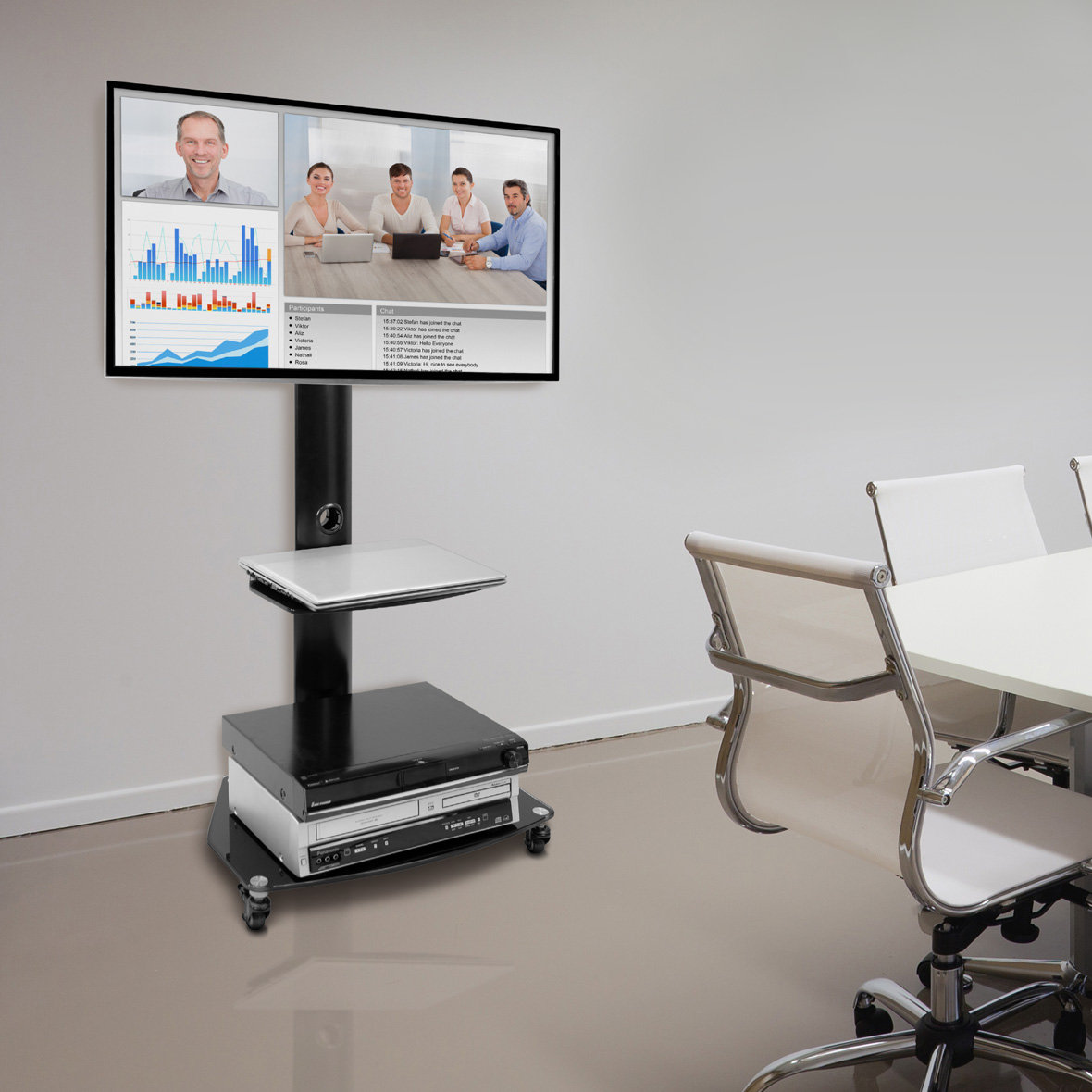 Mount-it Black Fixed Floor Stand Mount for Greater than 50" Screens ...