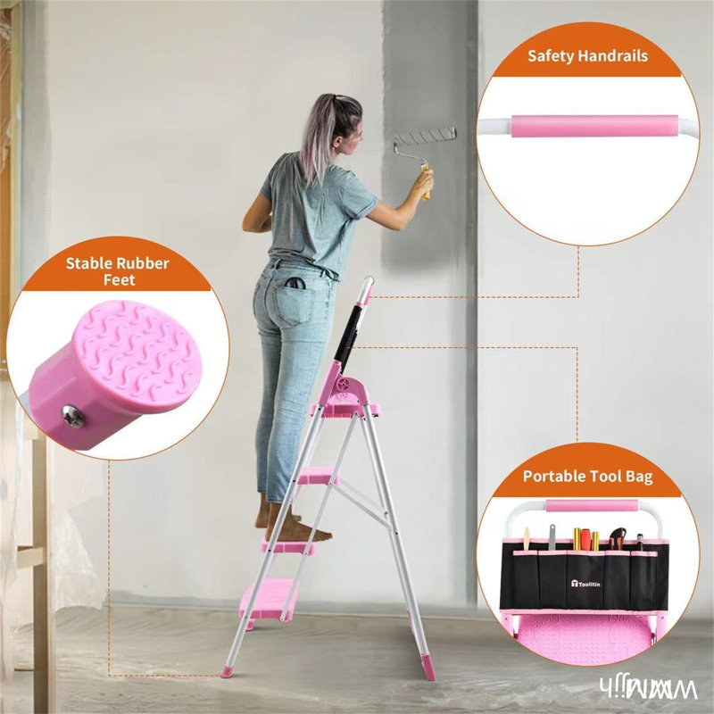 Latitude Run® 4 Step Ladder with Attachable Tool Bag | Wayfair