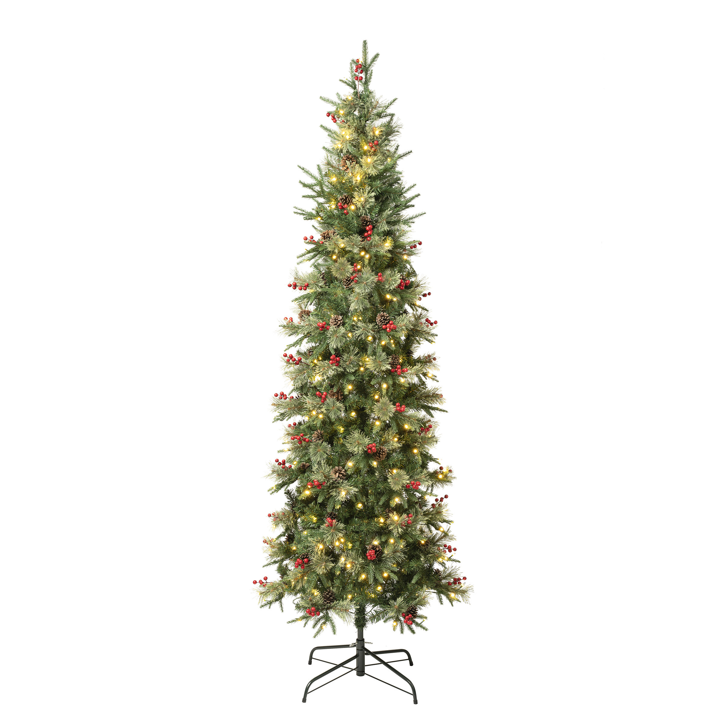 The Holiday Aisle® Virginia Pine Slim Tree with Red Berries and ...