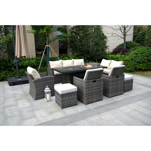 Lark Manor Ursula Wicker/Rattan 10 - Person Seating Group With Cushions ...