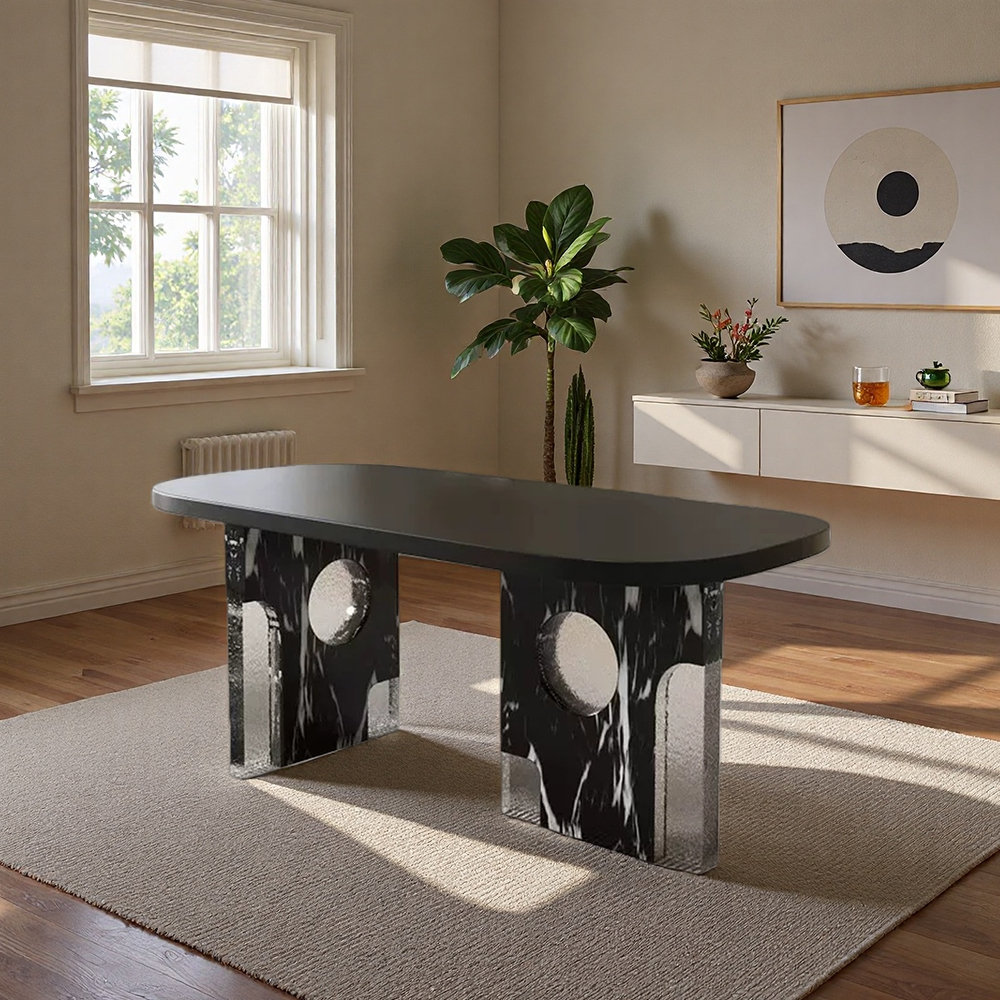 Orren Ellis Stable Mixed-Material Structure Dining Table | Wayfair