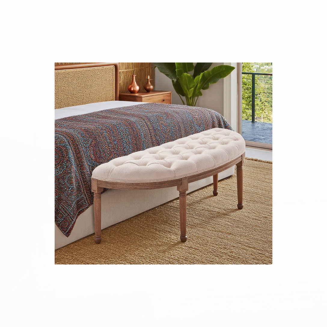 Alcott Hill End of Bed Bench with Tufted Design, Upholstered Bedroom ...