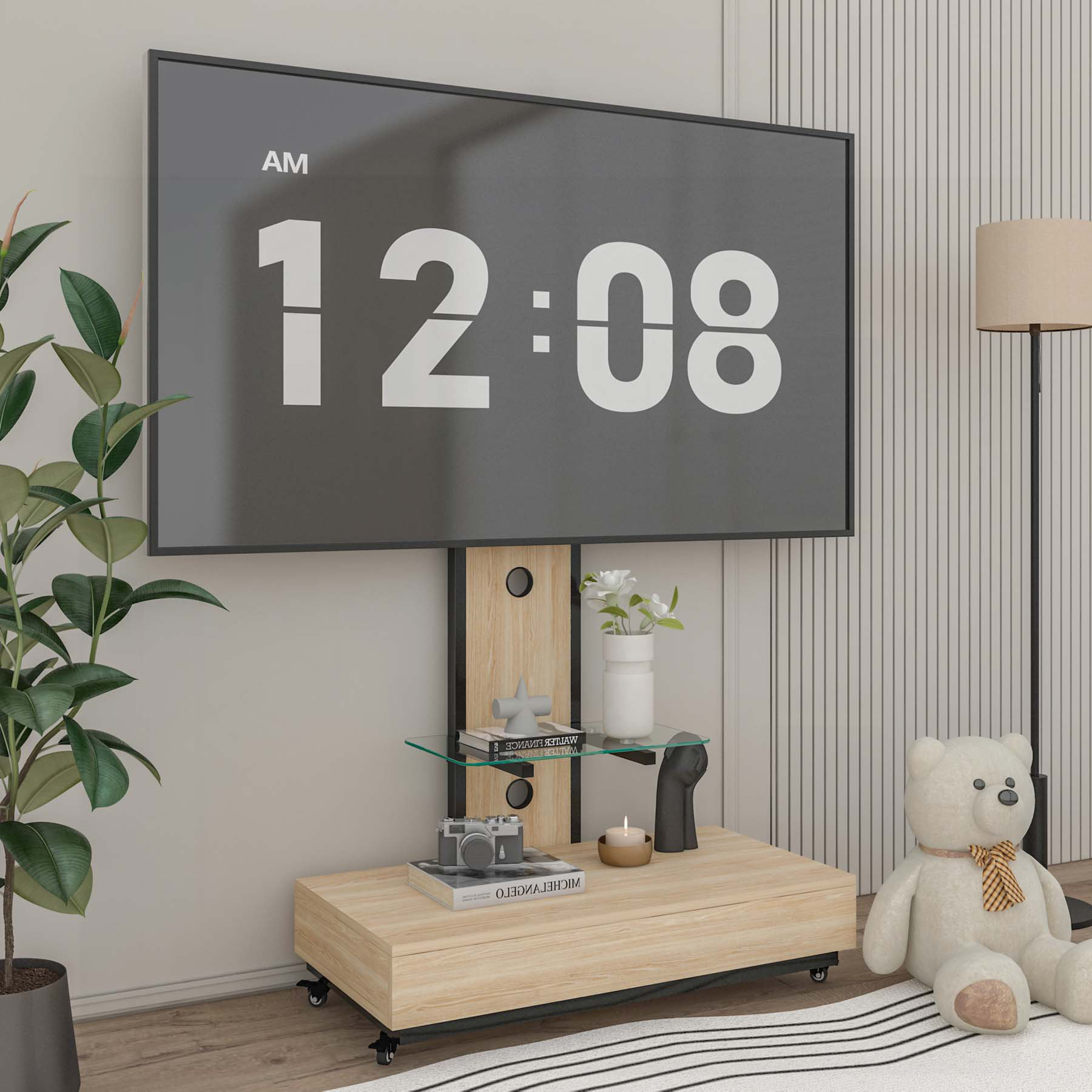 Wrought Studio Versatile TV Stand with Push - Pull Drawer for Multiple ...