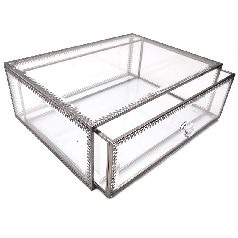 House of Hampton® Ebrahima Golden Vintage Glass Cosmetic Makeup ...