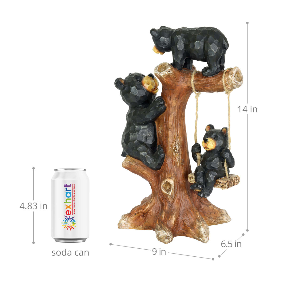 Exhart Hand Painted Bear Family Tree Garden Statuary, 14 Inch & Reviews ...