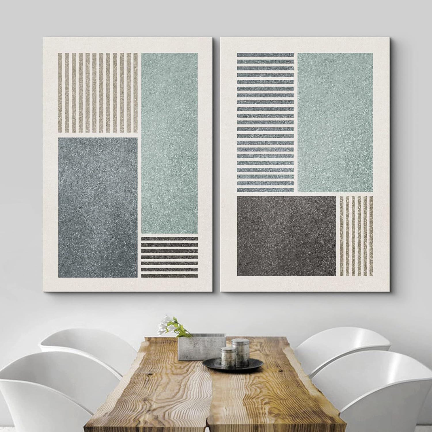 IDEA4WALL Geometric Line Minimalist Blue And Gray Rectangle And Line ...