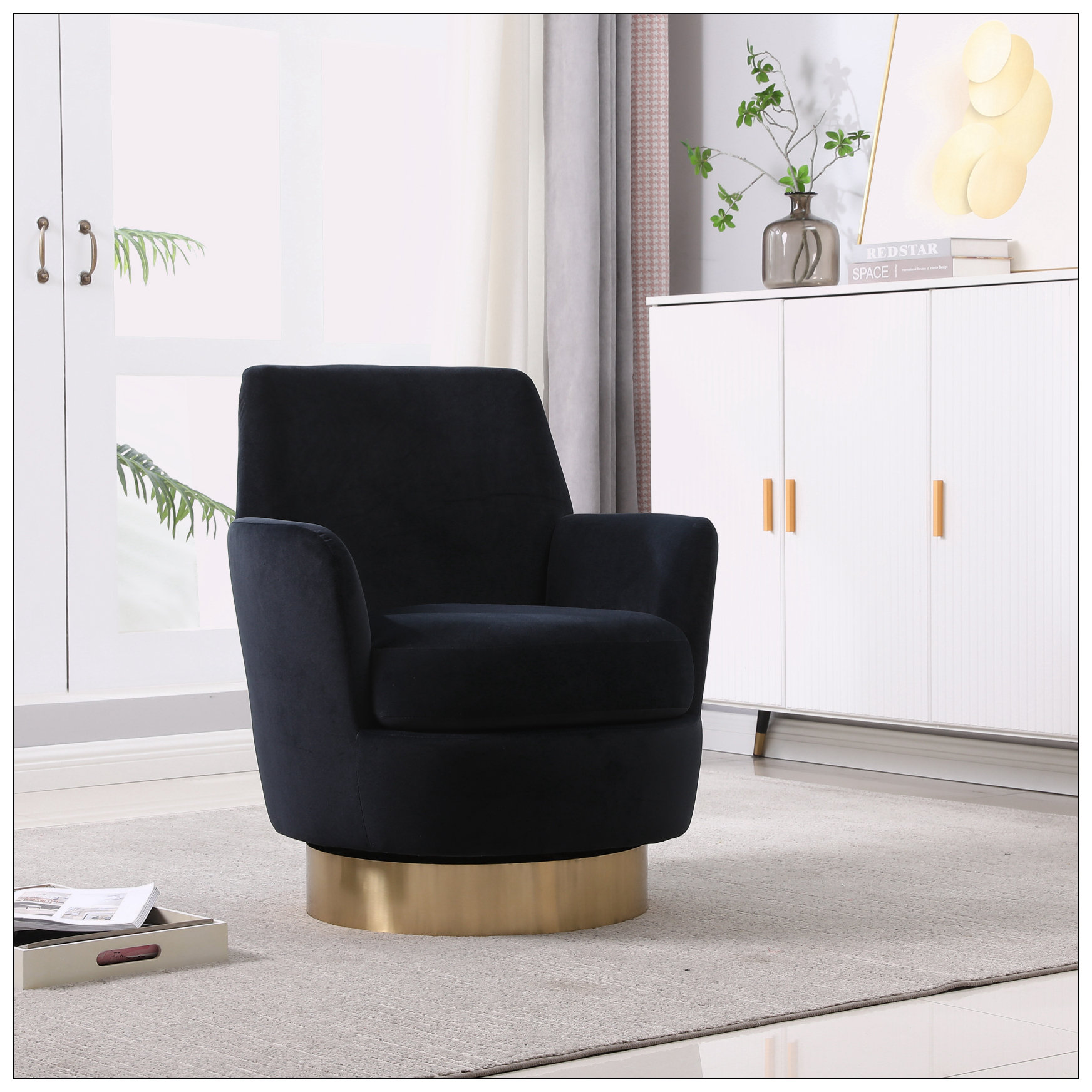 Mercer41 Velvet Swivel Barrel Chair | Wayfair