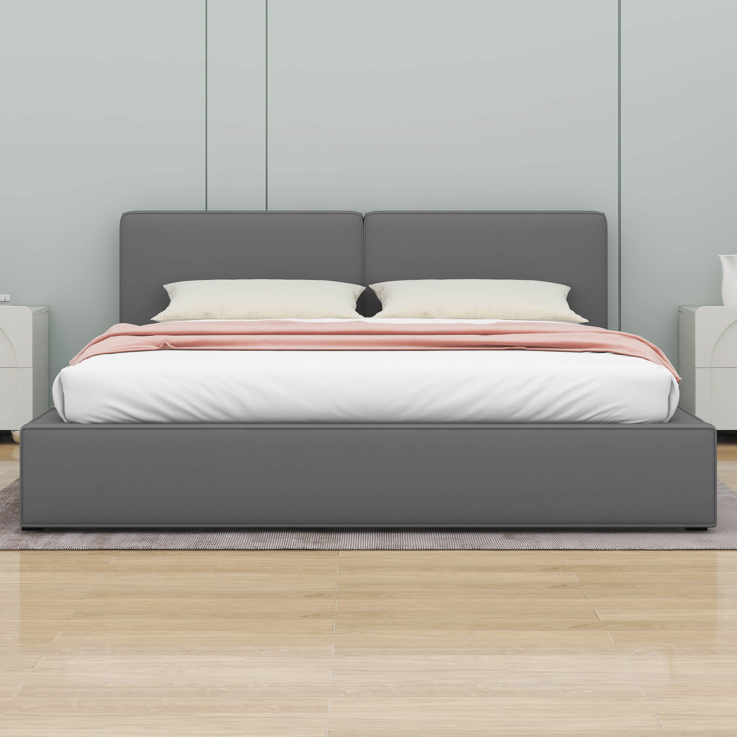 Mercer41 Cudney Queen Size Upholstered Grounded Bed With Velvet Fabric ...