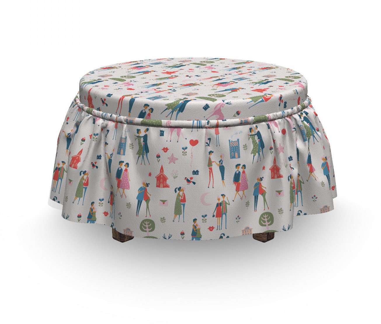 East Urban Home Romantic Couples Ottoman Slipcover | Wayfair