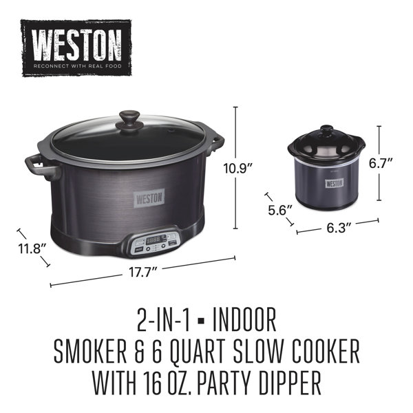 Weston 2-in-1 Indoor Smoker & 6 Quart Slow Cooker With Party Dipper ...