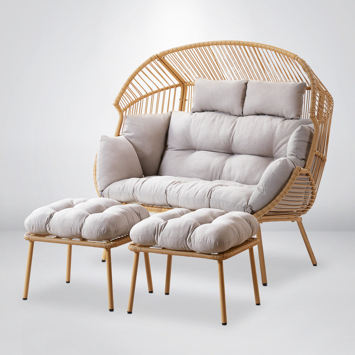 Dakota Fields Corenda Hammock Double Swing Chair with Ottomans ...